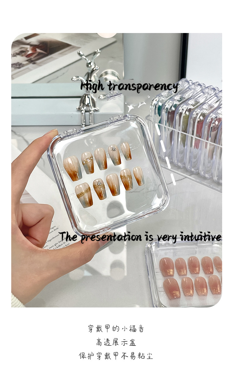 Fake Nails Display Acrylic Transparent Seal Collection Dustproof Fake ...