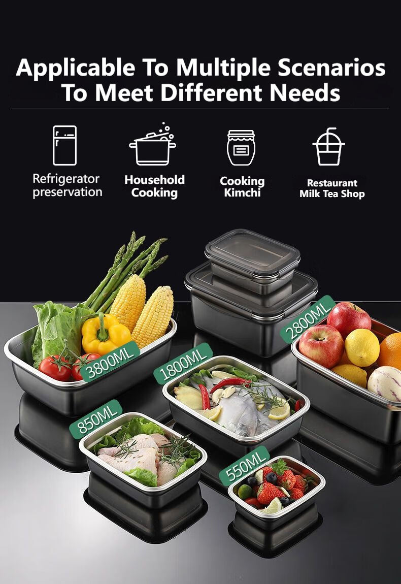 316 Stainless Steel Airtight Food Container With Sealed Lid Portable ...
