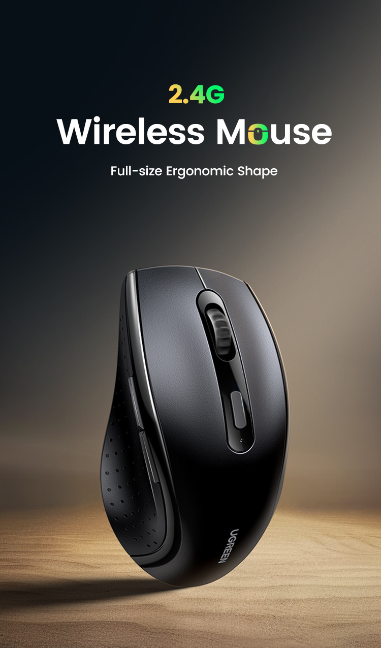 Ugreen 2.4G Wireless Full Size Ergonomic Low Noise Click Mouse for ...
