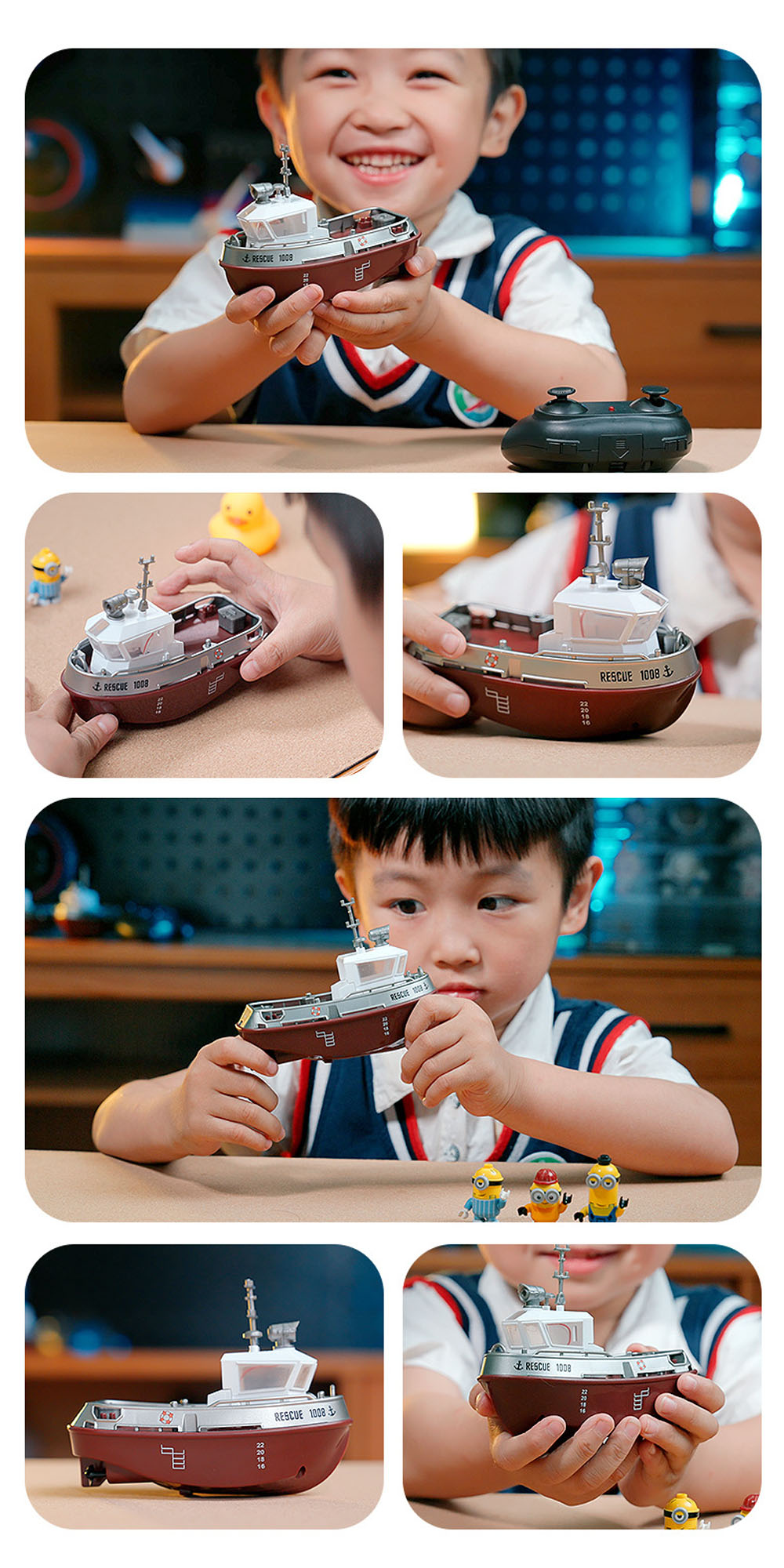 RC Remote MINI Boat Tugboat Boy Toy Powerful Dual Motor 2.4G Radio ...