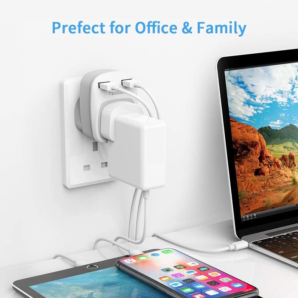 TESSAN Plug Socket Adapter with USB,Mini Power Extension Plug Adaptor ...