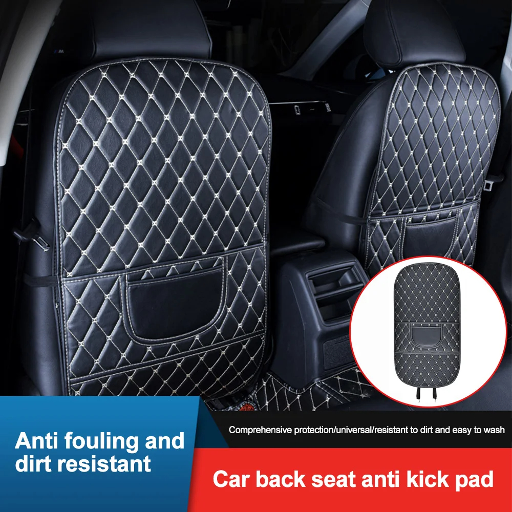 PU Leather Car Anti-Kick Mats Car Seat Back Organizer Bag Auto Seat ...