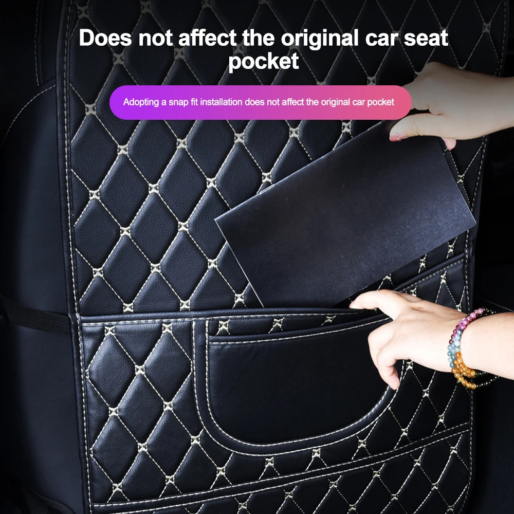 PU Leather Car Anti-Kick Mats Car Seat Back Organizer Bag Auto Seat ...