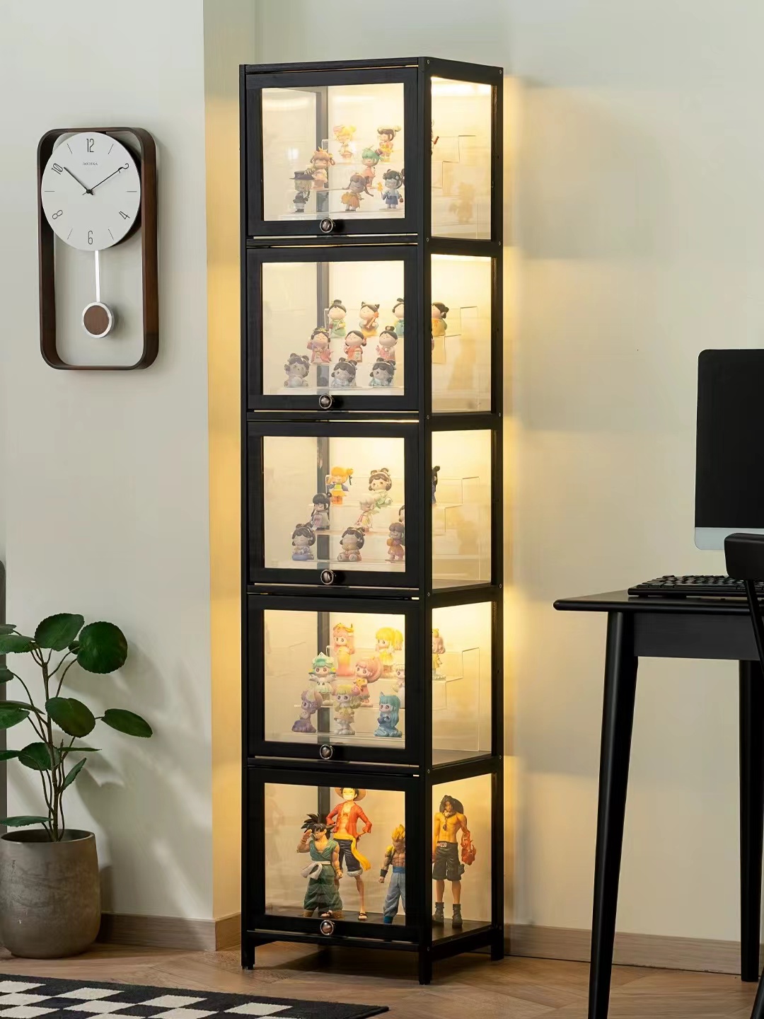 Black Display Cabinet Bookshelf Cabinet with Flip Door Book Shelf ...