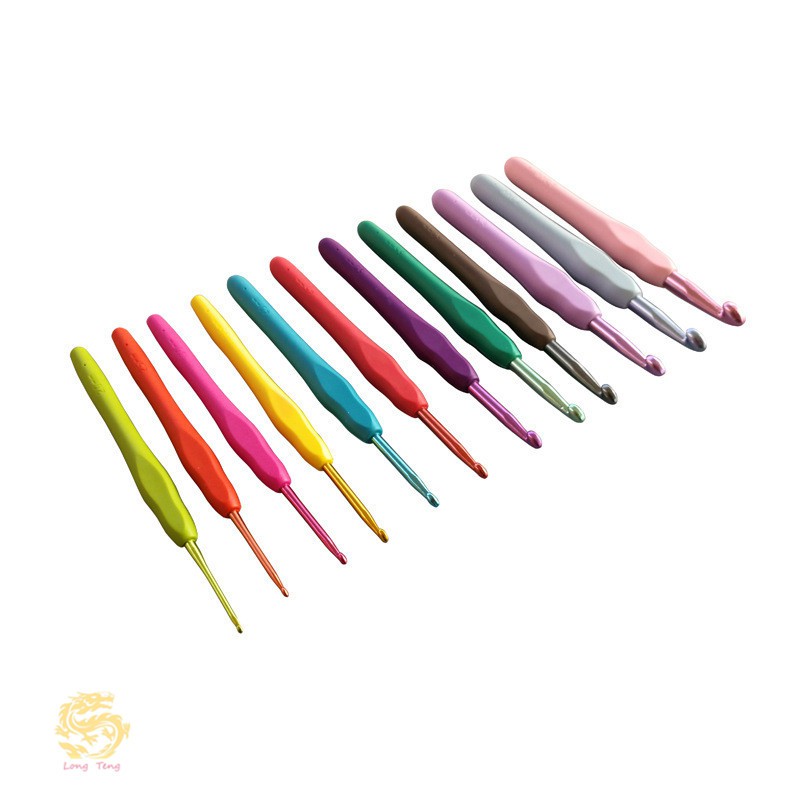 12 pc 12 Sizes 2-8mm Imported Quality Rubber Handle Crochet Hooks ...