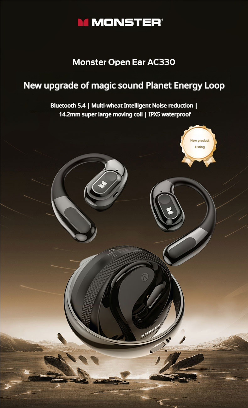 Monster Open Ear AC330 Open Ear Earphone Bluetooth 5.4 Wireless ...
