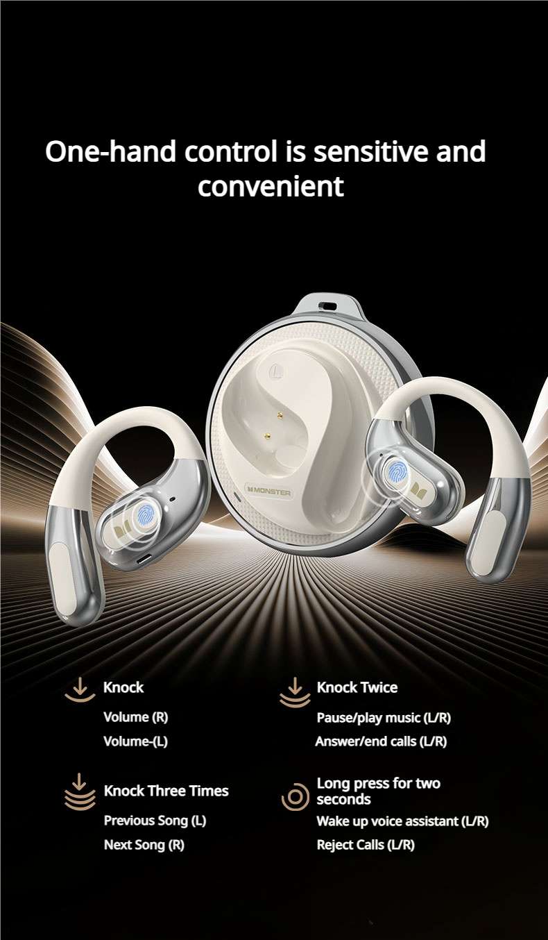 Monster Open Ear AC330 Open Ear Earphone Bluetooth 5.4 Wireless ...