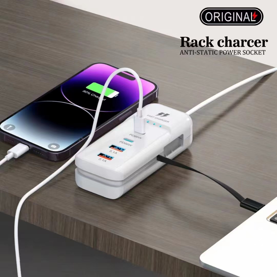4 Port USB Charger with Type-c Socket Extension Cable Multi-port Dual ...