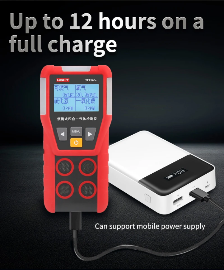 UNI-T UT334E+ Multi Gas Detector Gas Meter O2 H2S CO LEL Oxygen ...