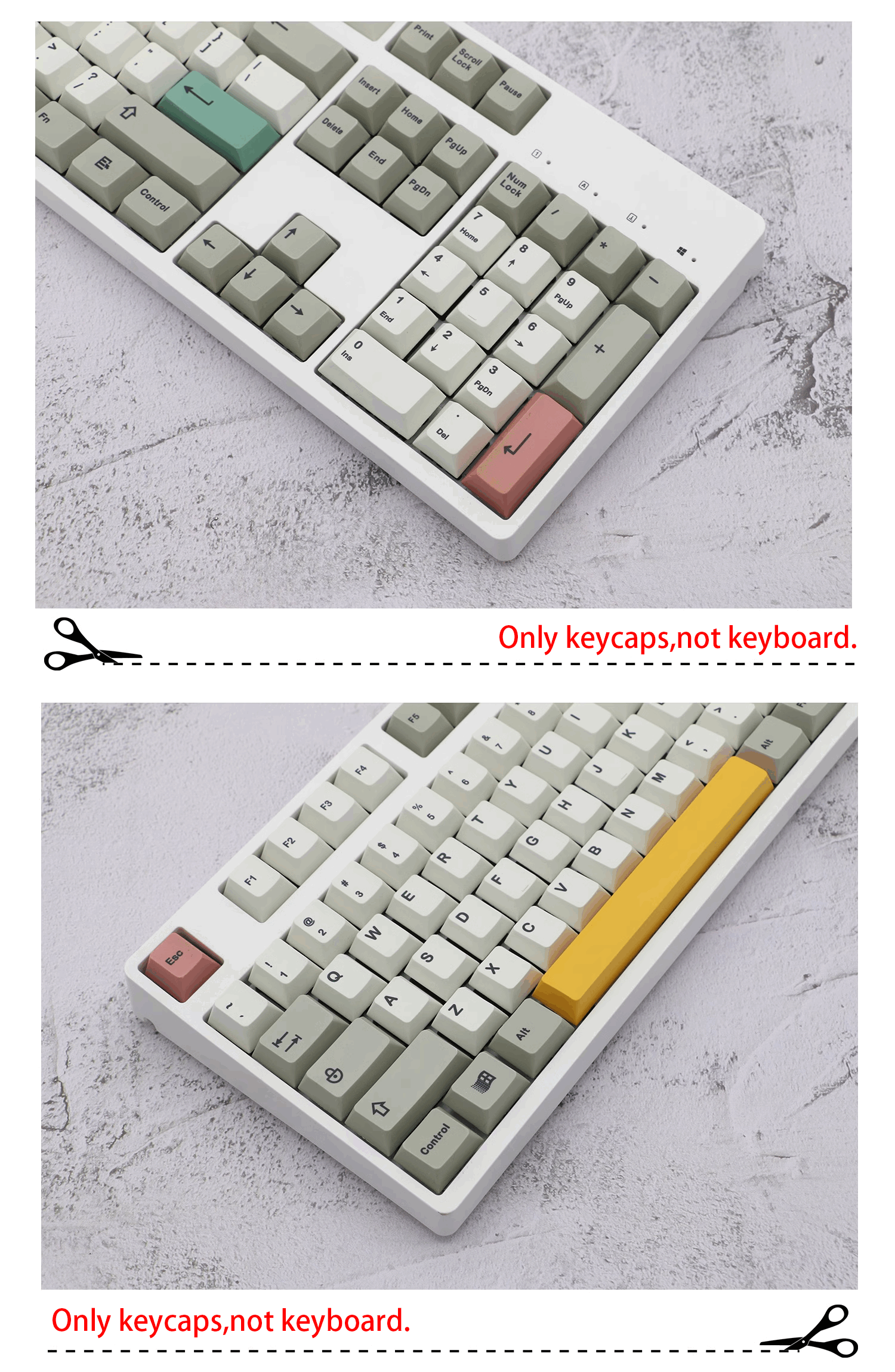 9009 Keycaps 134 Keys Cherry Profile Retro Style Dye Sublimation PBT ...