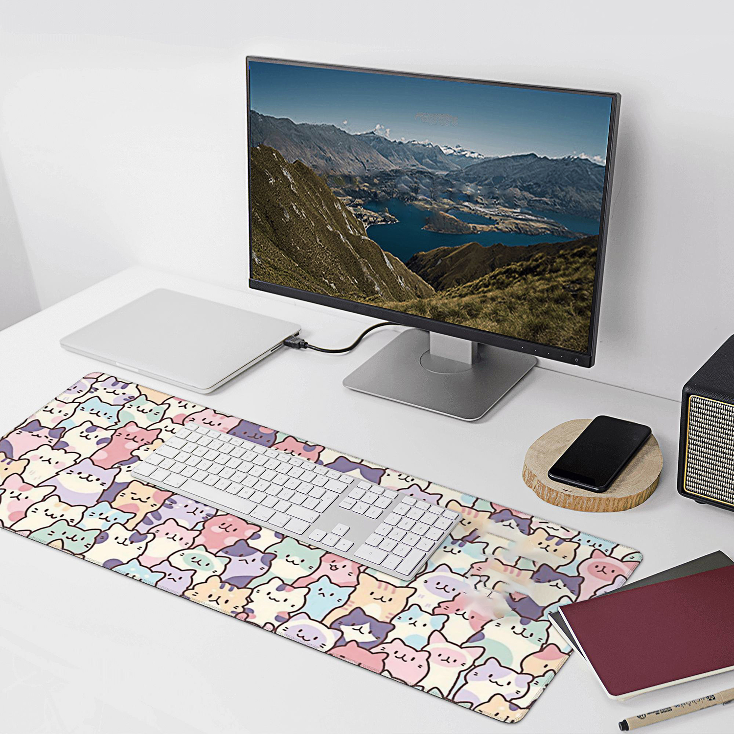 Large Mouse Pad for Office Gaming - Non-slip Rubber Base, Washable ...