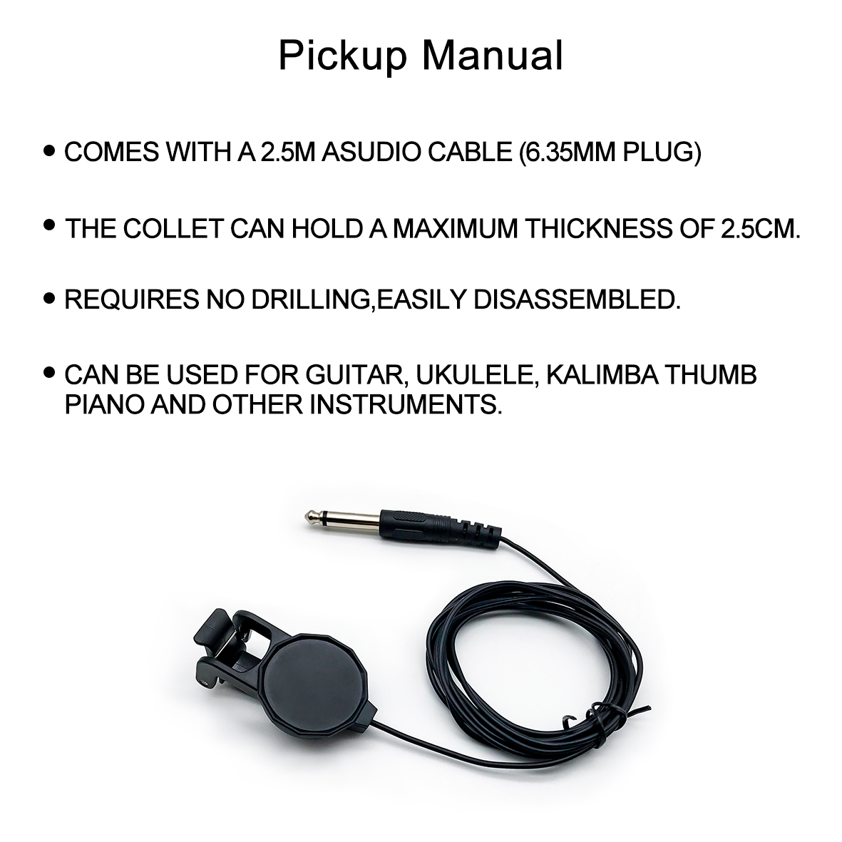 12 Hole Acoustic Guit ar Pickup P-011 Sound Hole Pickup Magnetic ...