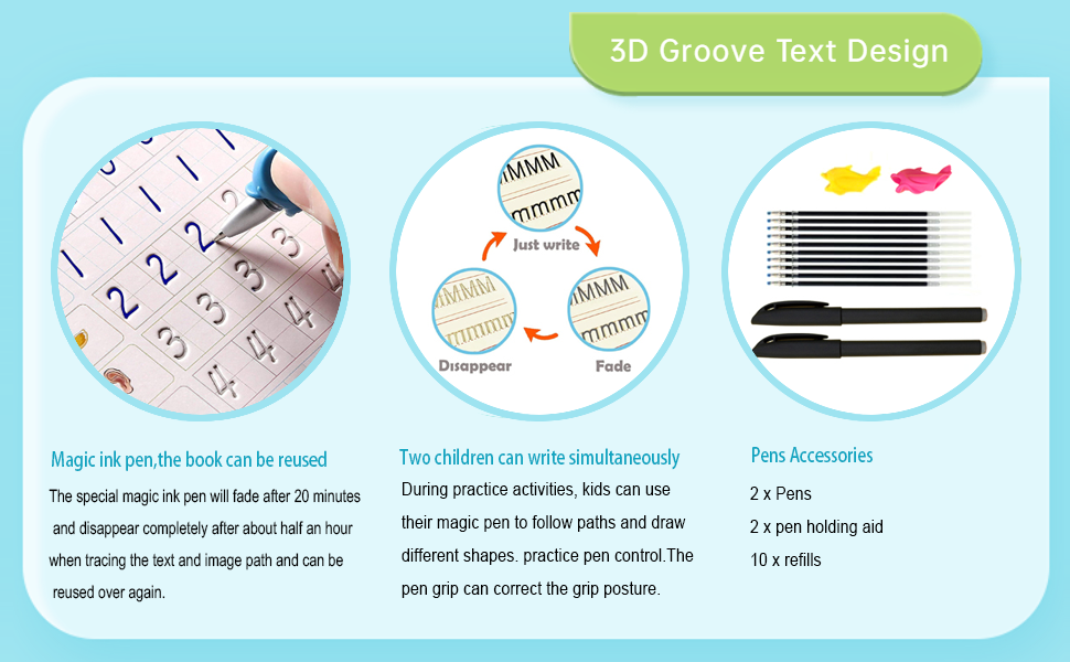 Reusable Grooved Handwriting Workbooks,Magic Copybook,Magic Writing ...