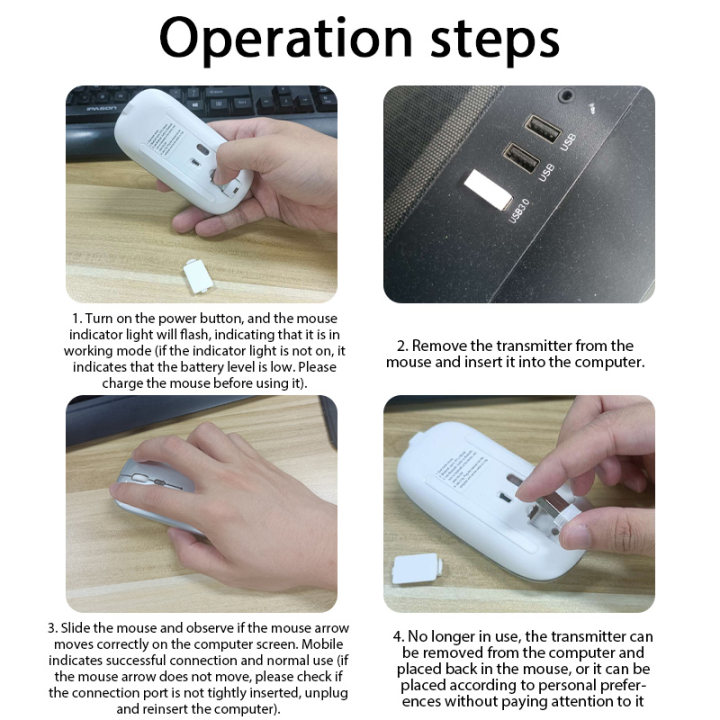 Wireless Mouse Bluetooth Large Capacity Battery Low Power Long Usage ...