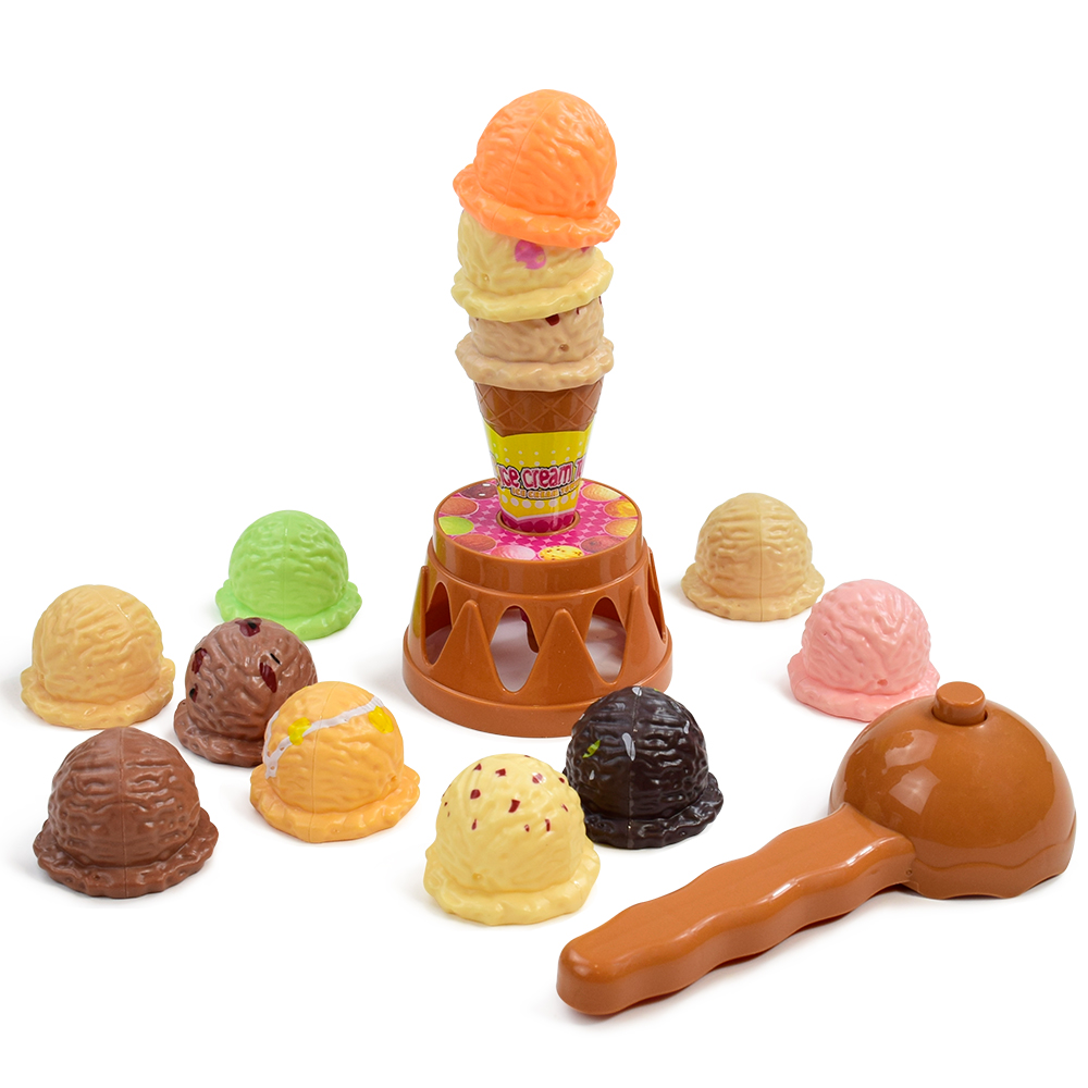 Kids Pretend Play Kitchen Set, Stackable Ice Cream Toy For Educational ...
