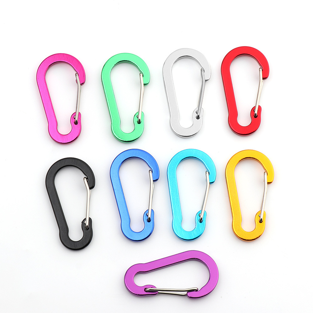 6pcs Aluminum Carabiners - 5# Flat Gourd Shape with S-Hook Spring ...