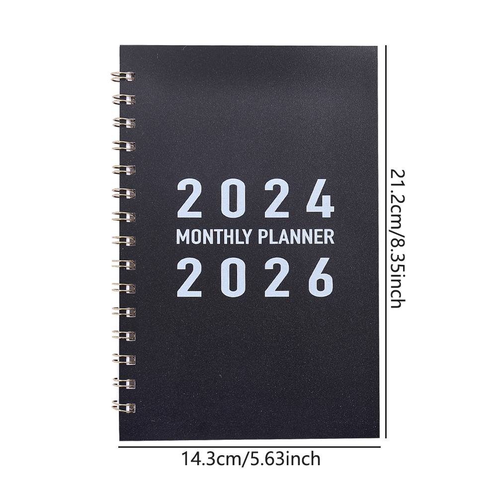 29 sheets 2024-2026 Monthly Planner Black PVC Waterp roof Cover Monthly ...