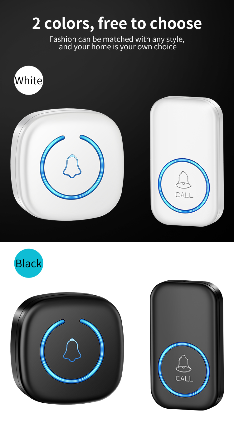 Mini Wireless Doorbell Call Bell Set: 1 receiver + 2 waterproof buttons ...