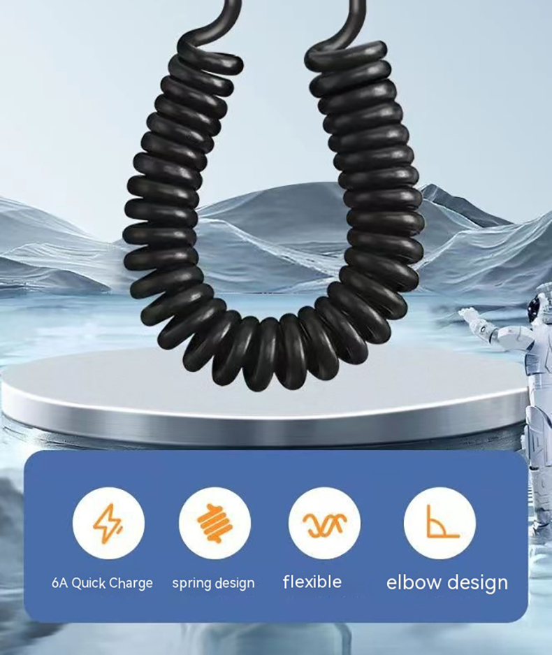 66W Coiled Spring Retractable Cable Blind Insertion 90°Stereoscopic ...