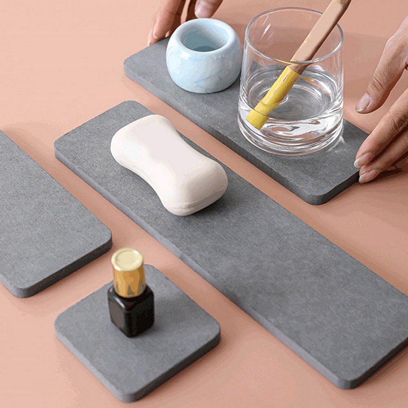 Quick Dry Absorbent Diatomite Pad for Dishes Toothbrush Diatom Mud Dish ...