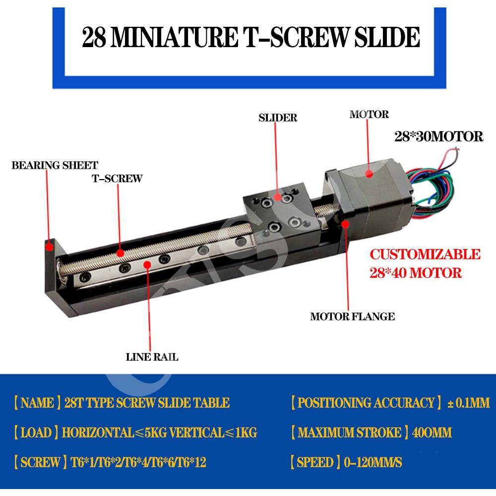 Miniature precision 28 linear stepper motor guide rail slide table T ...