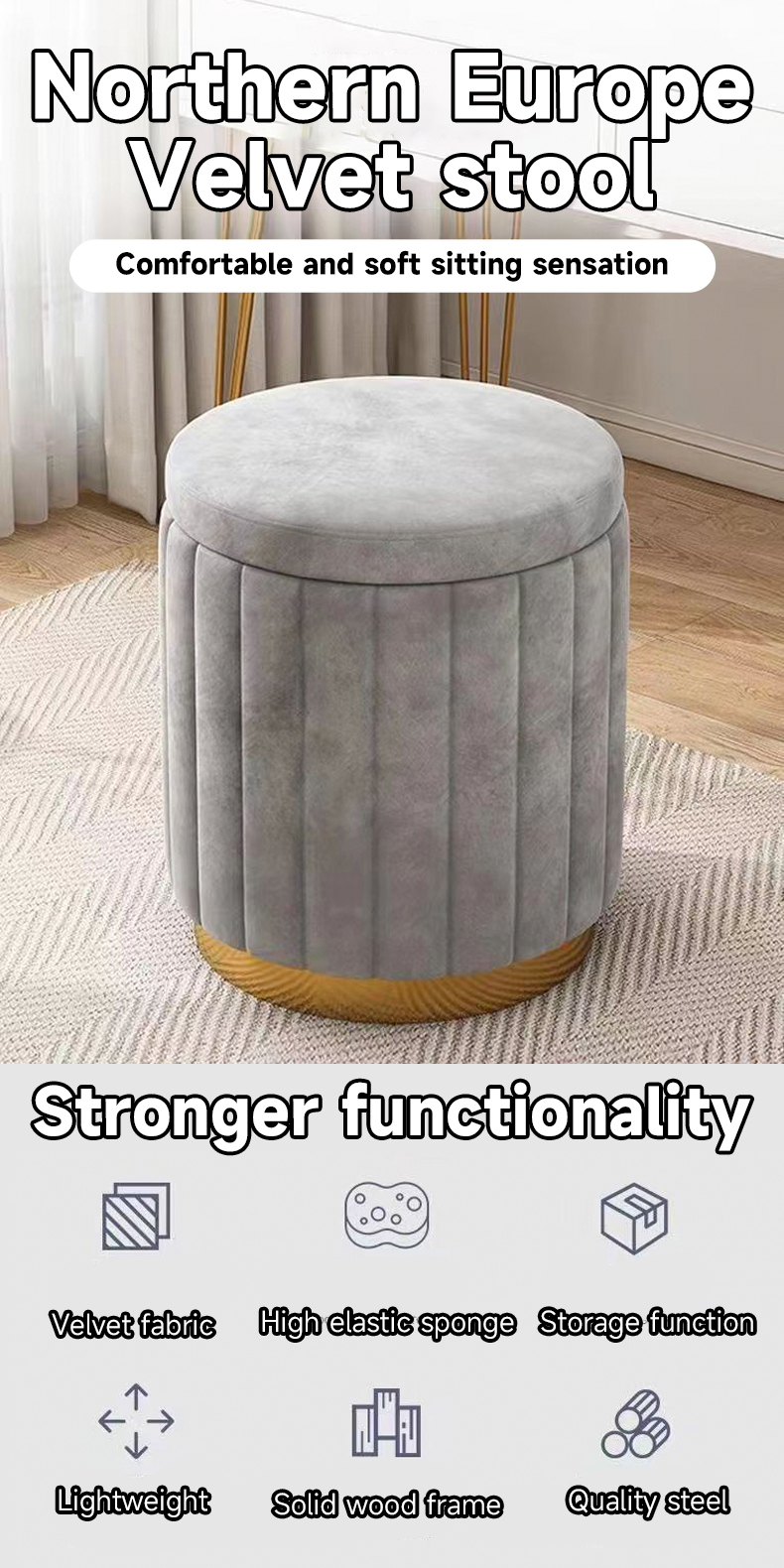 🔥SG Ready Stock🔥2025 New Dressing Chair Storage Stool Dinning Chair ...