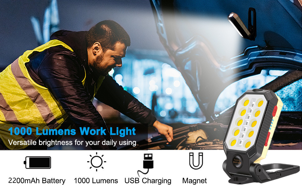 1900W USB Work Light LED Torchlight Rechargeable Portable Flashlight ...