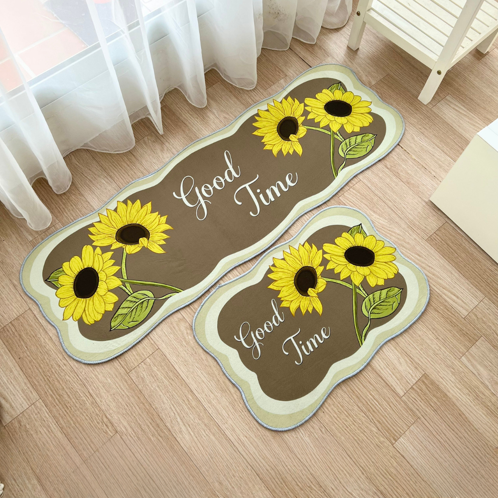 Crystal velvet sunflower floor mat bathroom bathroom absorbent foot mat ...