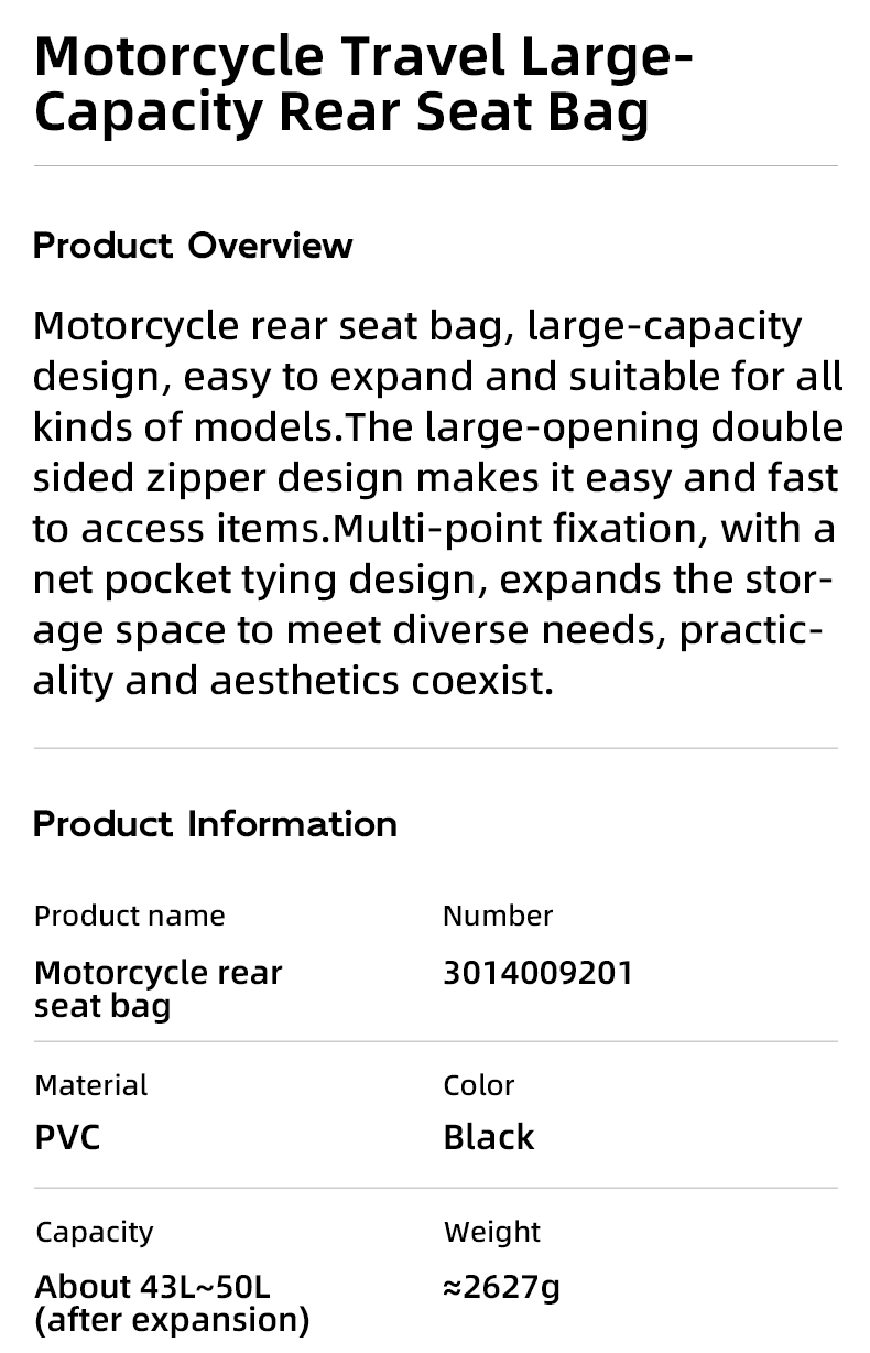 ROCKBROS Rear Seat Motor Bag Universal Portable Large Capacity Riding ...
