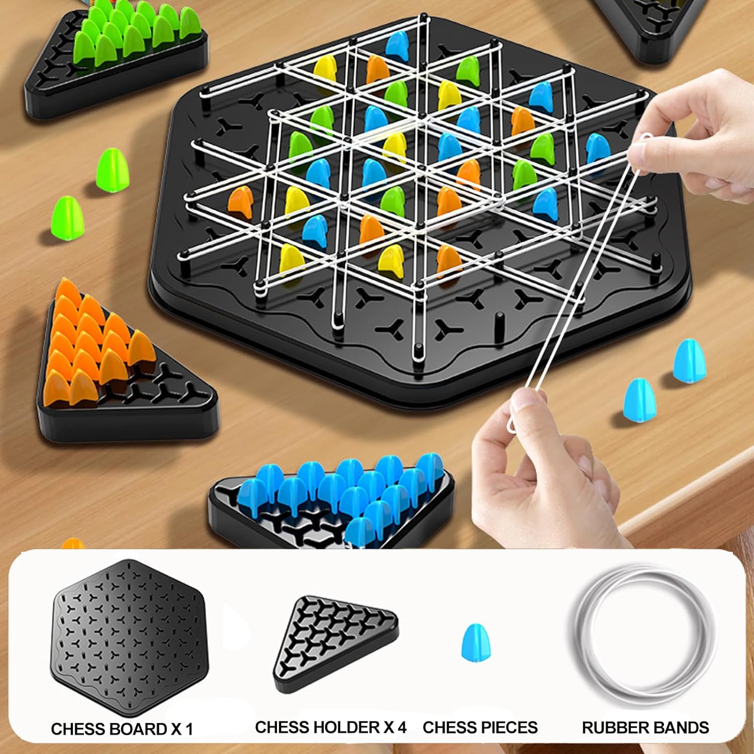 Chain Triangle Chess Game Triangle Rubber Band Game Family Parent-child ...