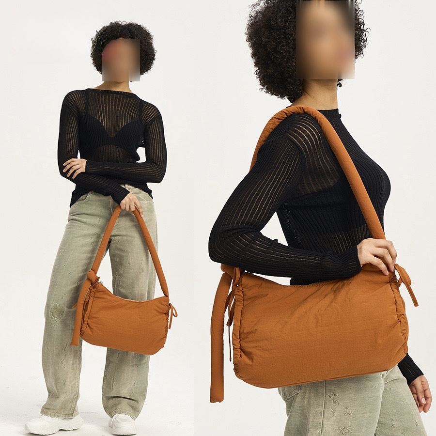 SNVM MEBUKI Tassel Puffer Messenger Bag for Women Solid Knoted Handle ...