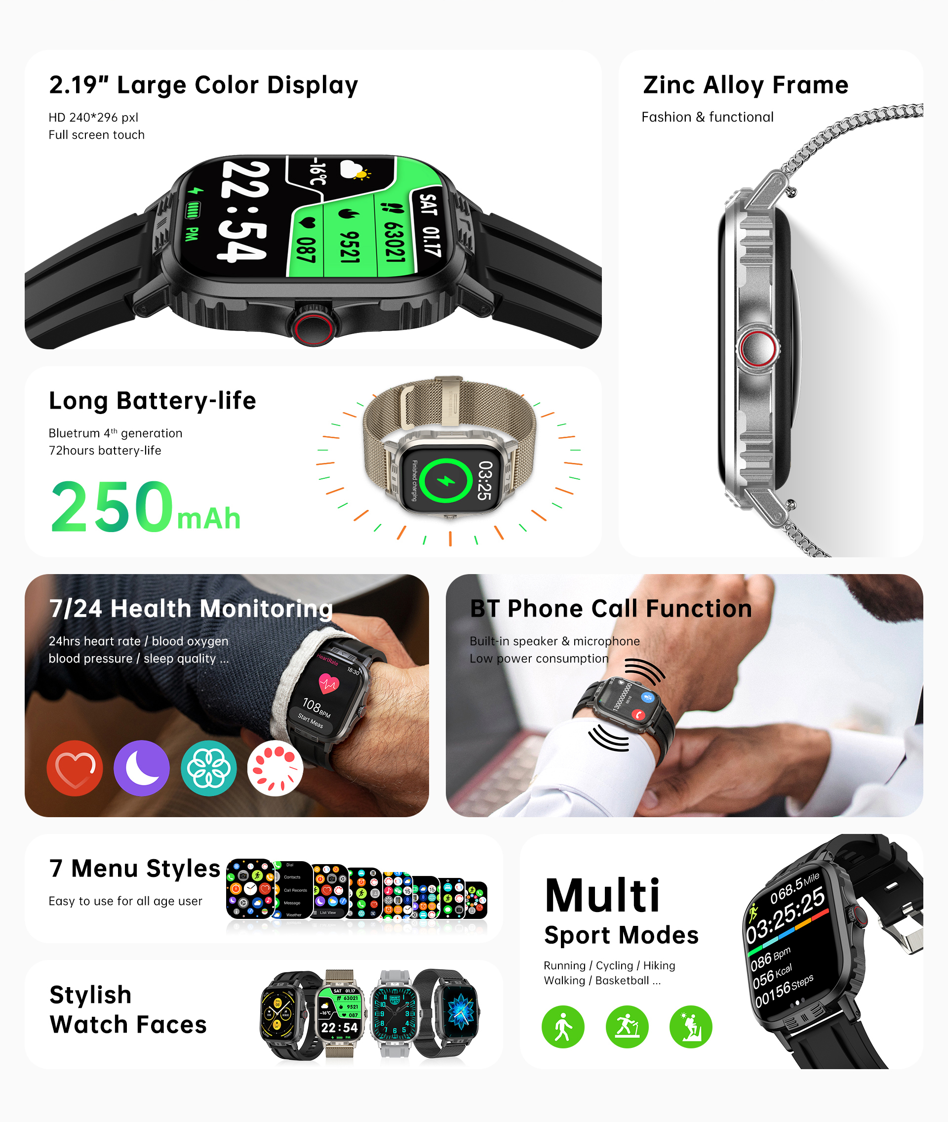 Outdoor Smart Watch 2024 Dynamic island Smartwatch Gesture Phone Call ...