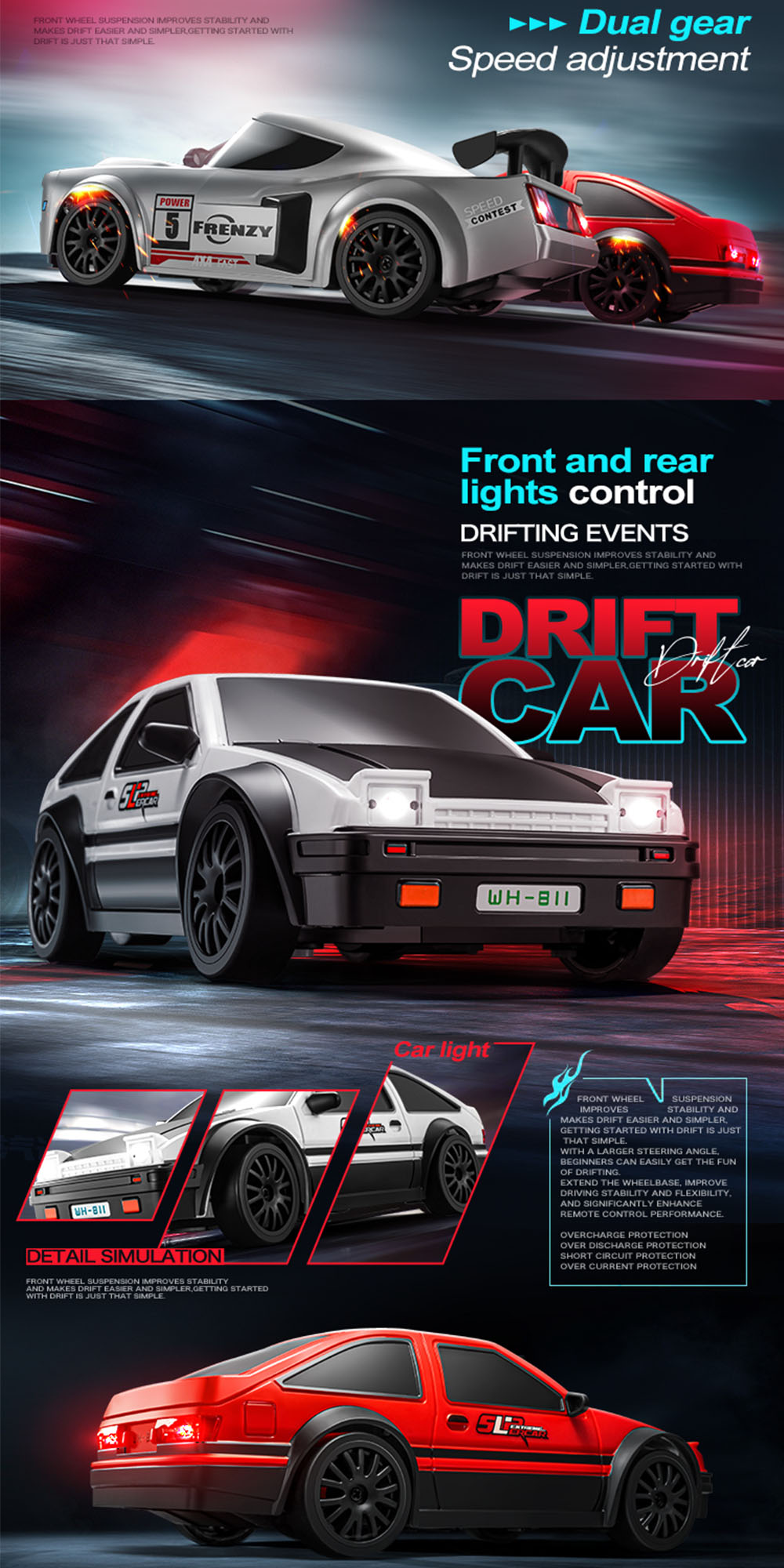 2024 NEW RC 4WD Drift Car Racing AE86 GTR Sport Remote Control Car 2.4G ...