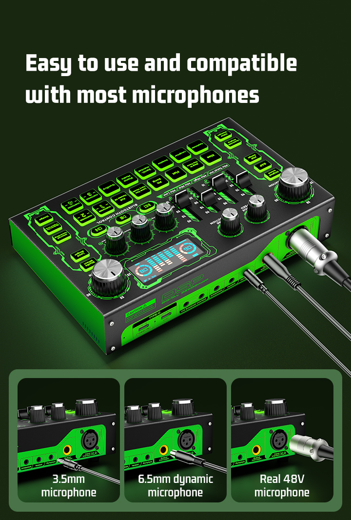 2025 KoorFly Sound Card KF01 Mixer Capacitance Microphone Set Eliminate Original Songs and ...