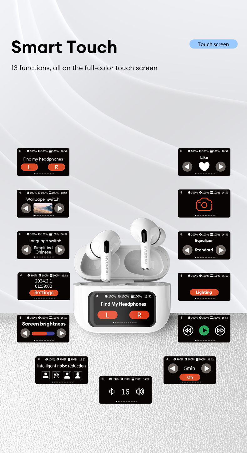 Hyundai HY-Y11 Bluetooth Earphone HIFI Stereo Smart Touch Dual Mode Noise Reduction Bluetooth 5. ...