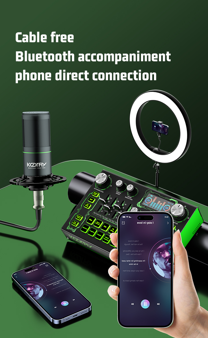 2025 KoorFly Sound Card KF01 Mixer Capacitance Microphone Set Eliminate ...