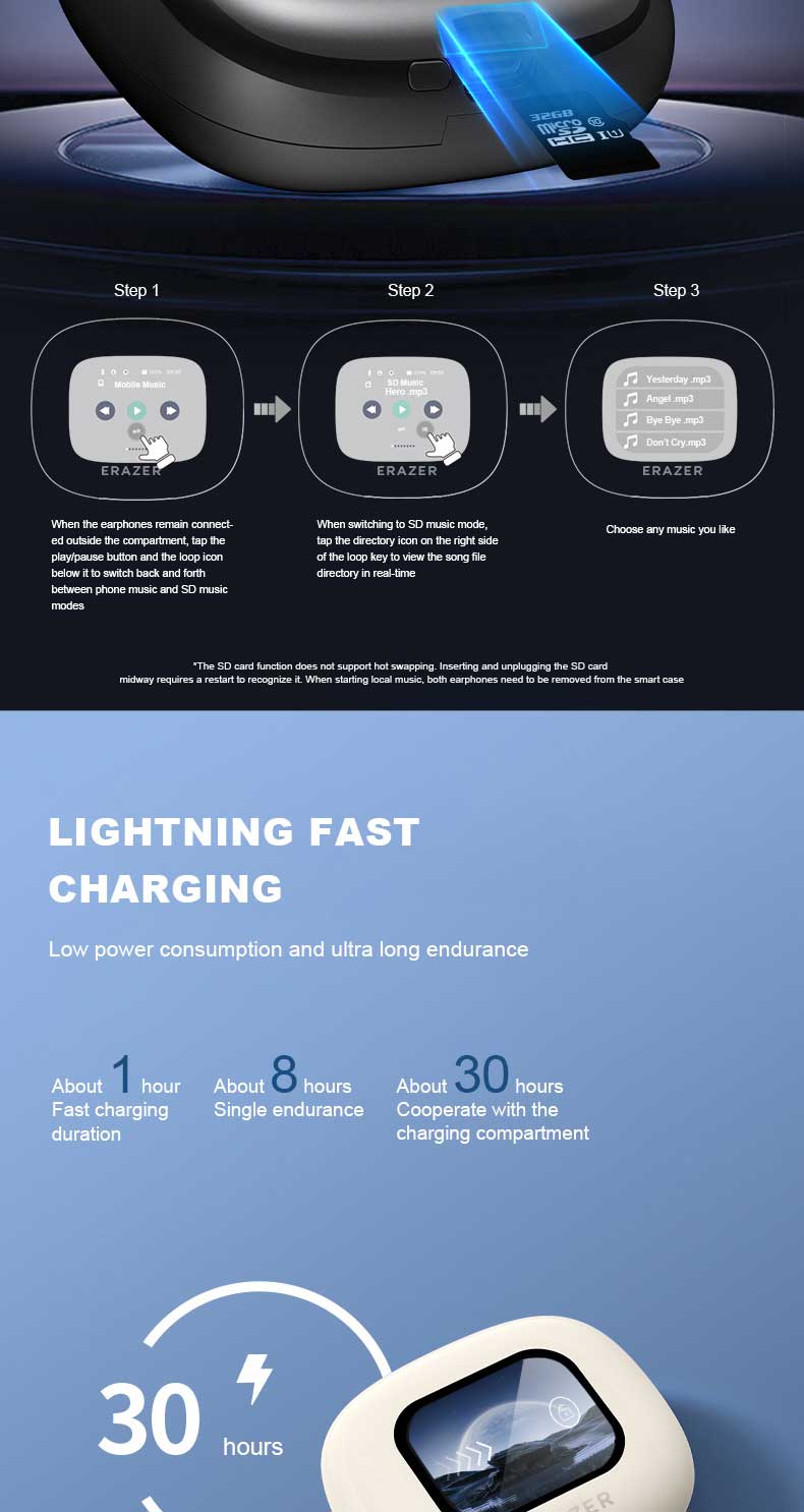 Lenovo ERAZER XP2 Wireless Bluetooth Earphone with Touch Screen Display ...