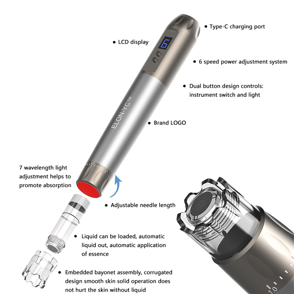 Hydra Pen Electric LED Light Derma Pen Microneedle Rechargeable Derma ...