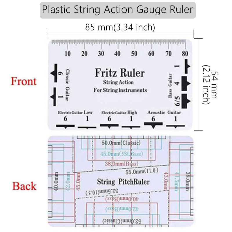 3 PCS/1 Set Guitar Neck Notching Tool, String Action Ruler Gauge, And ...