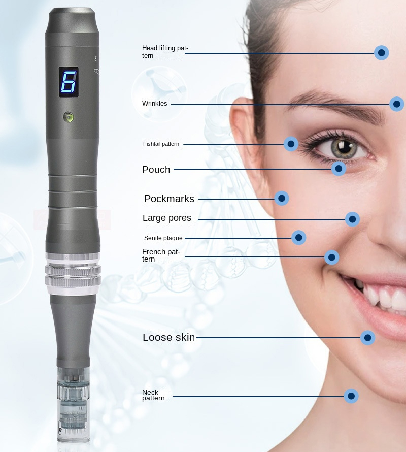 Wireless Derma Pen M8 Dr Pen with 5Pcs Needle Cartridges Microneedling ...