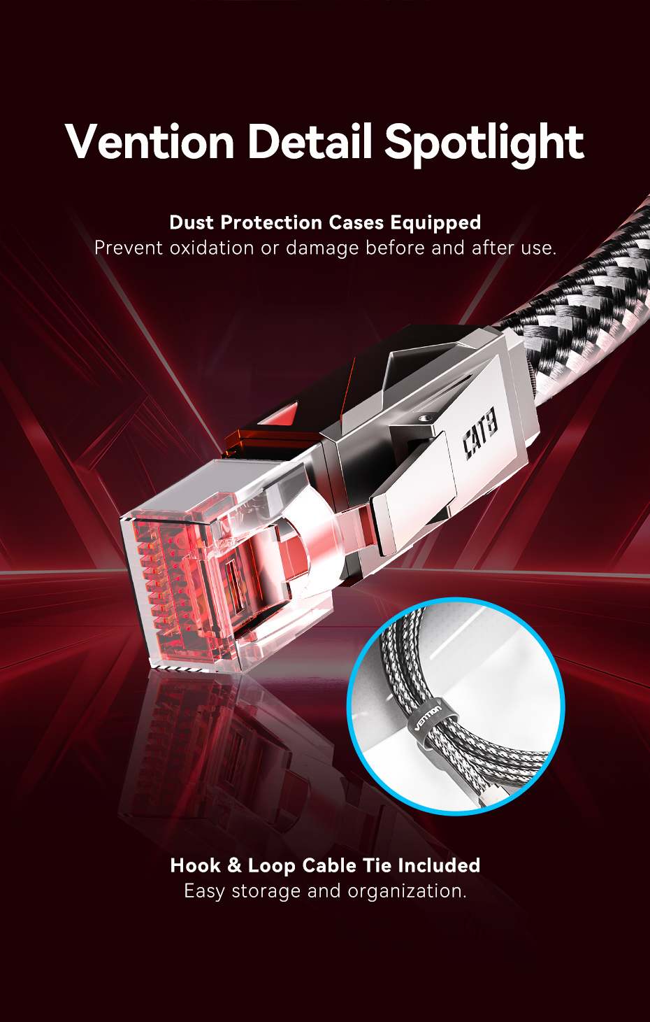 Vention Cat 8 Ethernet Cable Zinc Alloy Metal Braided High Speed 40Gbps ...