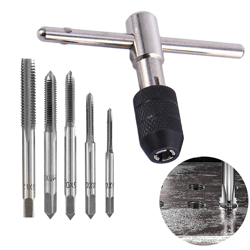 6PCS T-shaped 3mm-6mm tap wrench Set Hand Tapping Tools Machine Screw ...