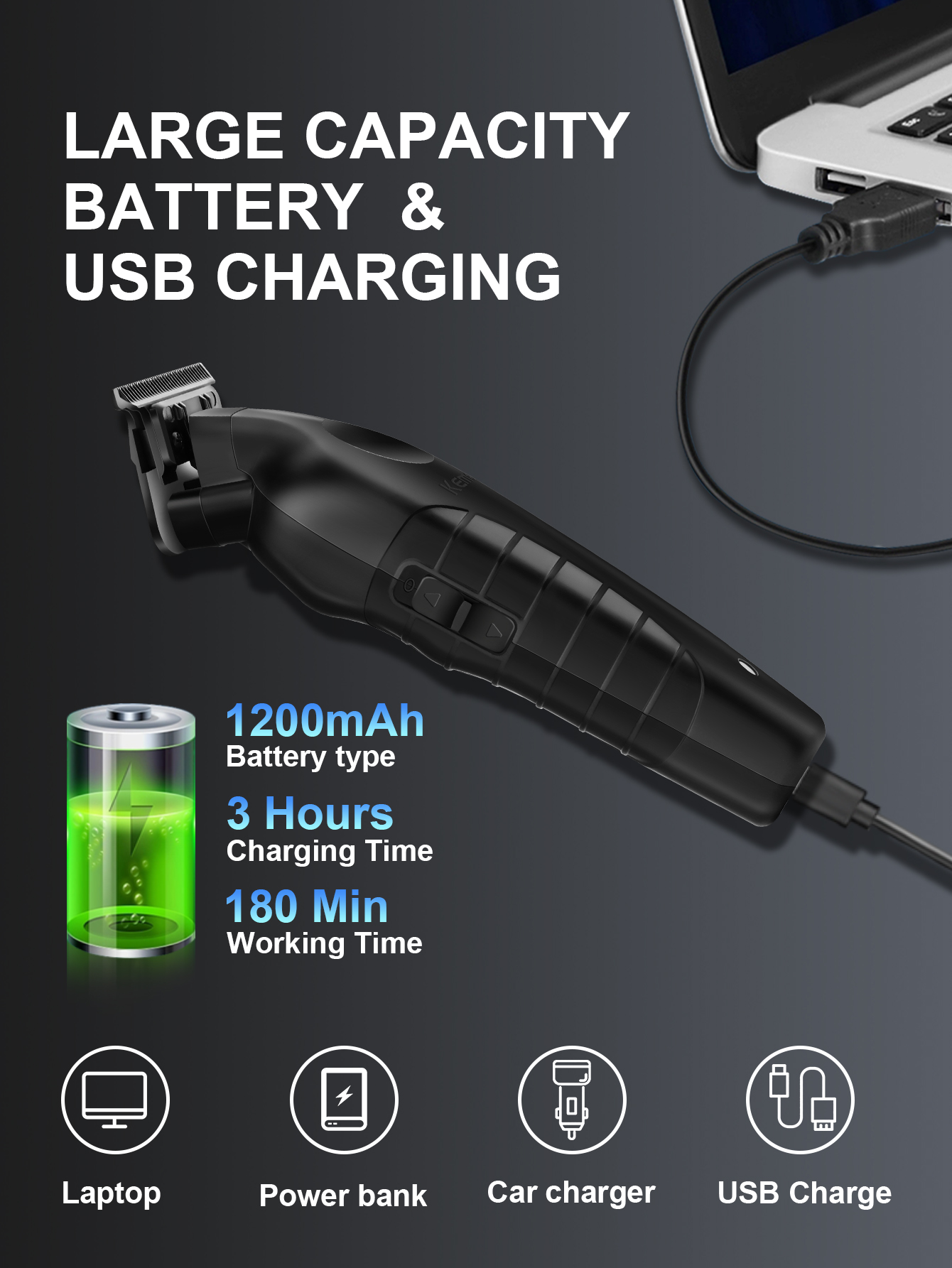 KM-2299 Electric Clipper Electric Clipper USB Oil Head Carving Push ...