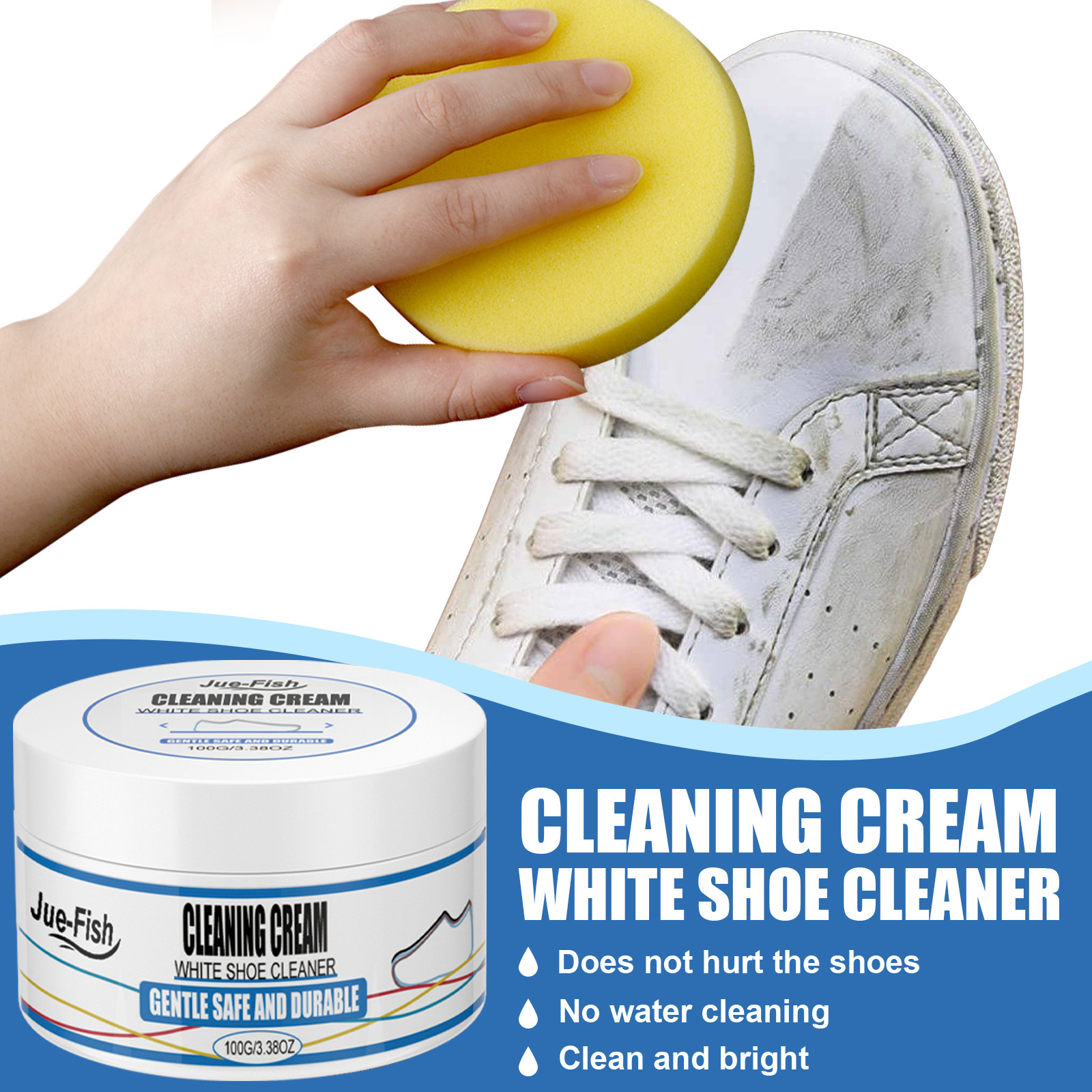 White Shoe Cleaner Paste Stain Remover No Rinse For Canvas Sneakers ...