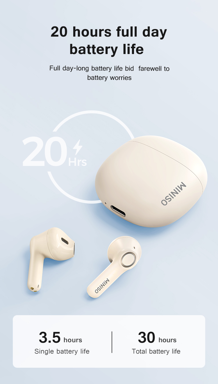 MINISO X52 TWS Wireless Earphone Bluetooth 5.4 Waterproof In-Ear HiFi ...