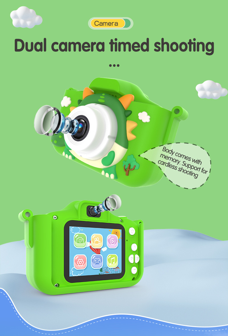 YMX X12S 4800W New HD Dual Camera Cartoon Dinosaur Mini Digital Camera ...