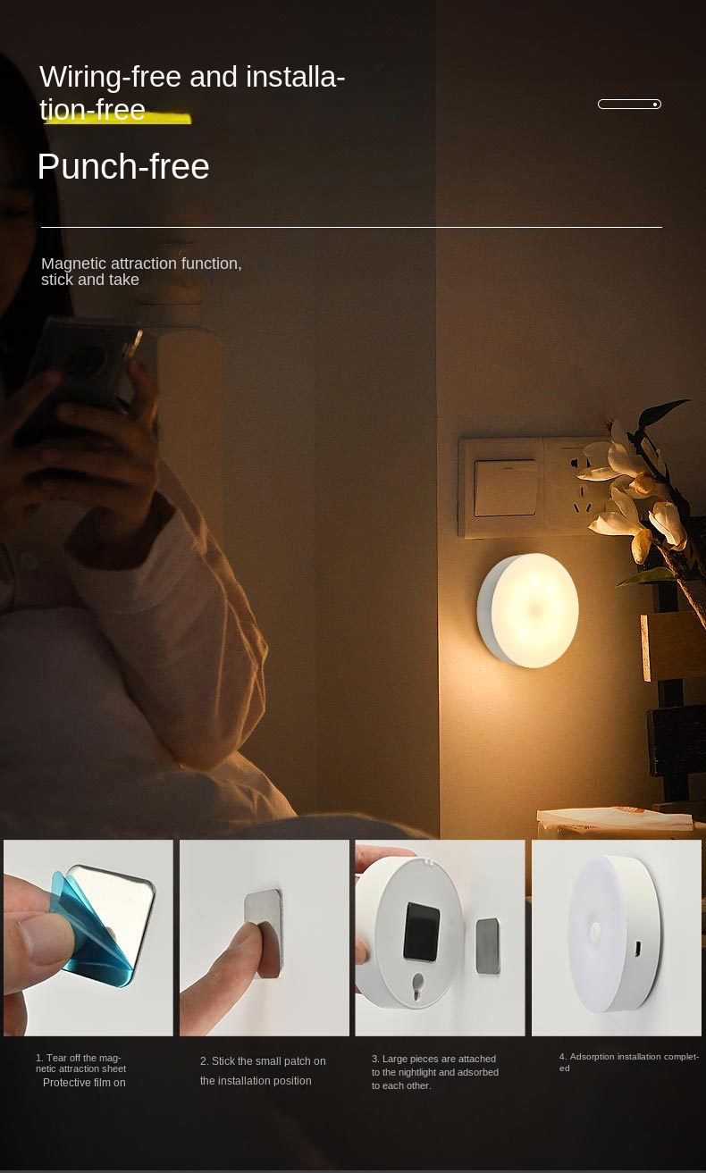 Bedlight, magnetic wall mounted night light, LED bedroom light ...