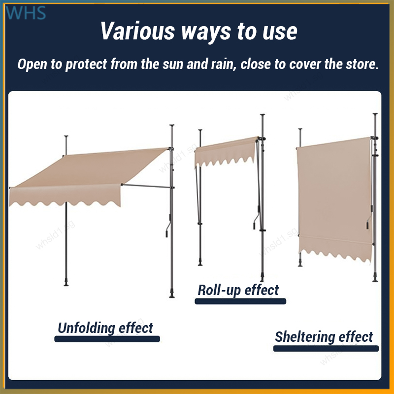 Upright awning slanting canopy folding retractable shed store hand ...