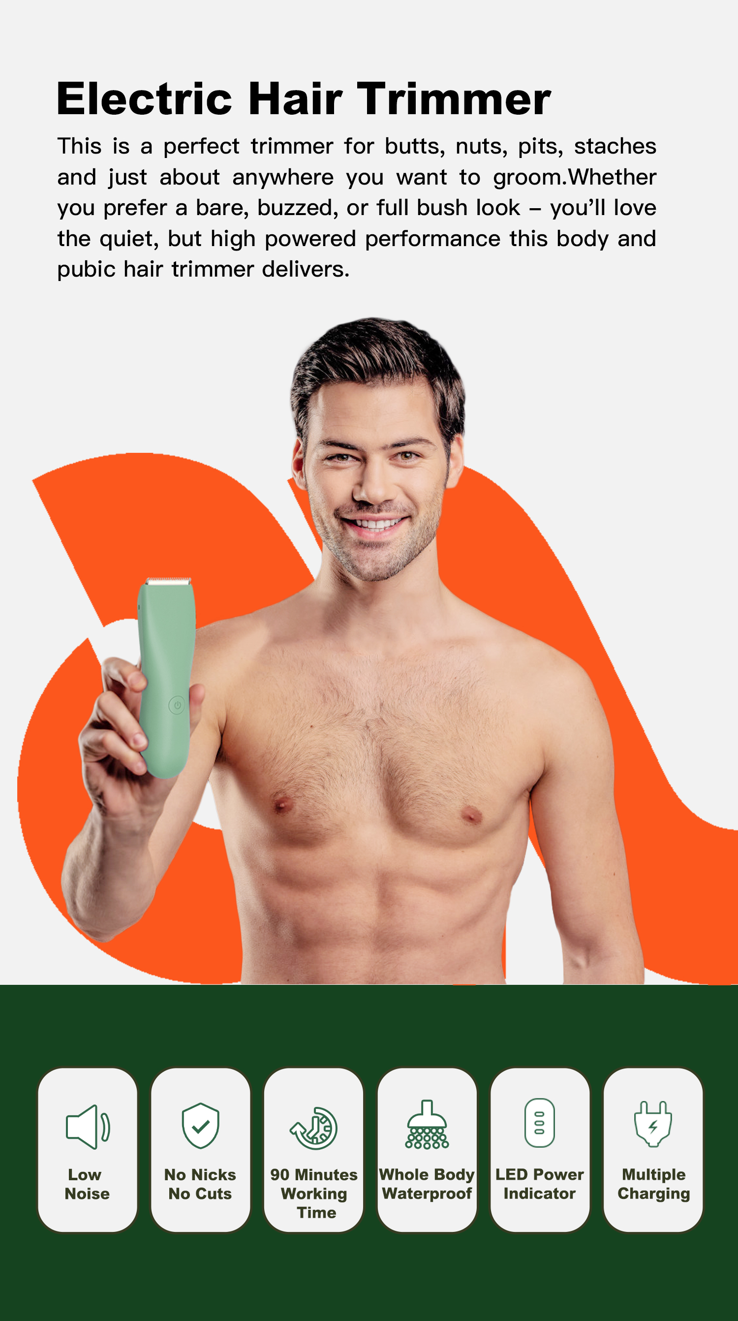 Professional Body Hair Trimmer, Groin Manscape Trimmer For Men ...
