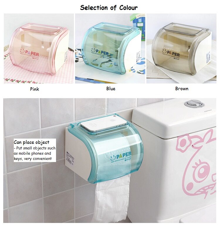 Tissue Box Holder Wall Mounted Toilet Paper Holder Waterproof Tray Roll ...